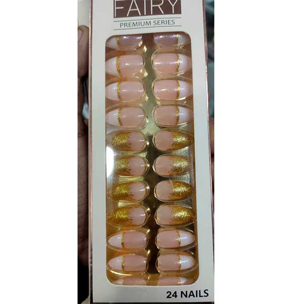 Nail fairy glitter & matte false nail - golden