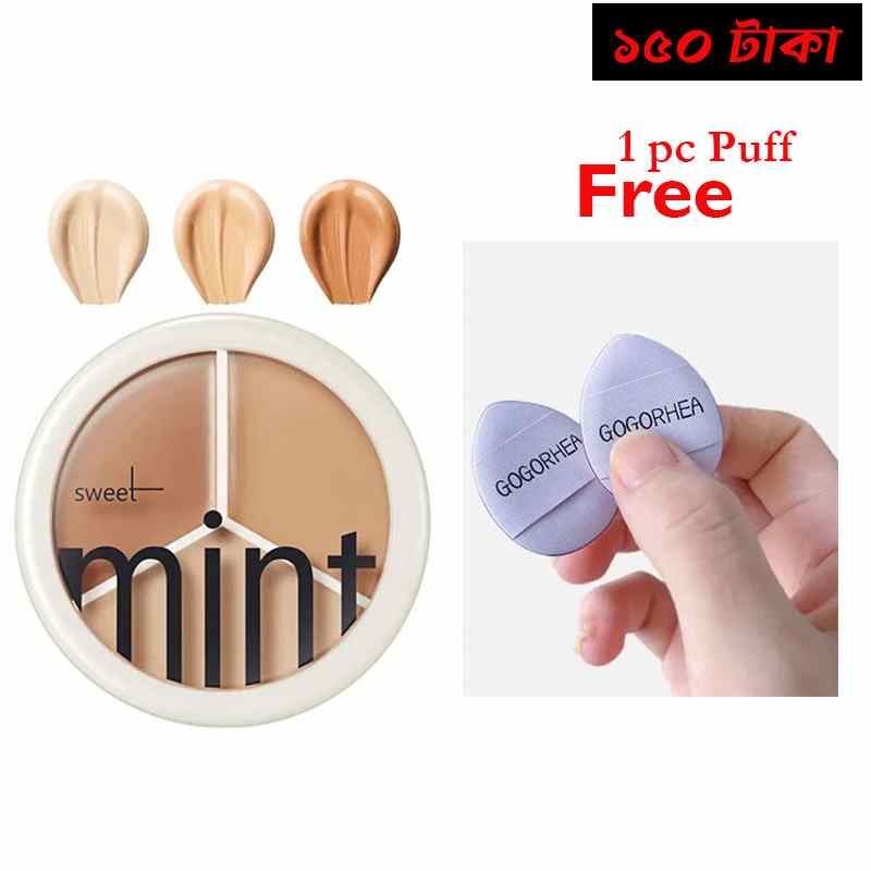 Sweet Mint Full coverage Concealer Palette 9 gm with puff
