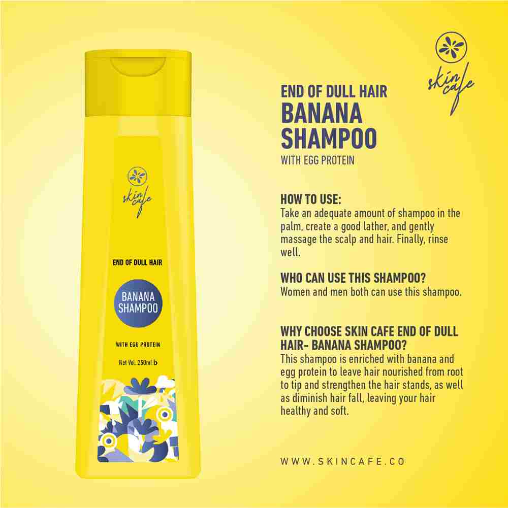 Skin Cafe End of Dull Hair Banana Shampoo with Egg Protein 250 ml